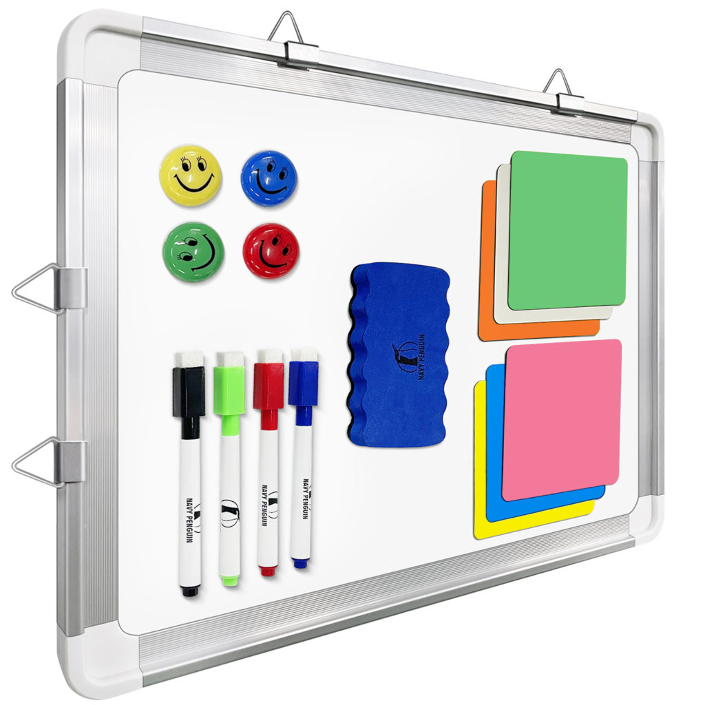 Whiteboard (various sizes) - with magnetic labels - Navy Penguin